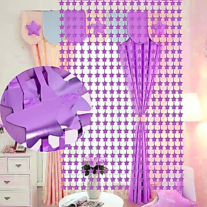 AimtoHome 4 Pack Purple Stars Foil Fringe Curtains Party Decorations, Glitter Streamers, Tinsel Curtain Backdrop, for Birthday, Bridal Shower, Wedding, Anniversary, Graduation Party Decorations