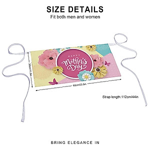 ZGVDVZ Happy Mother's Day with Flower Apron With 3 Pockets For Aldult Kitchen Chef Aprons For Cooking Baking Gardening