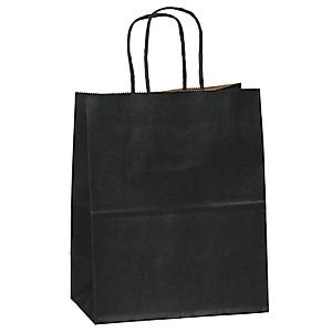 Flexicore Packaging® | Size: 8"x4.75"x10"| Kraft Paper Gift Bags | FSC Certified Materials, Shopping, Merchandise, Party, Gift Bags (50 Bags, Black)