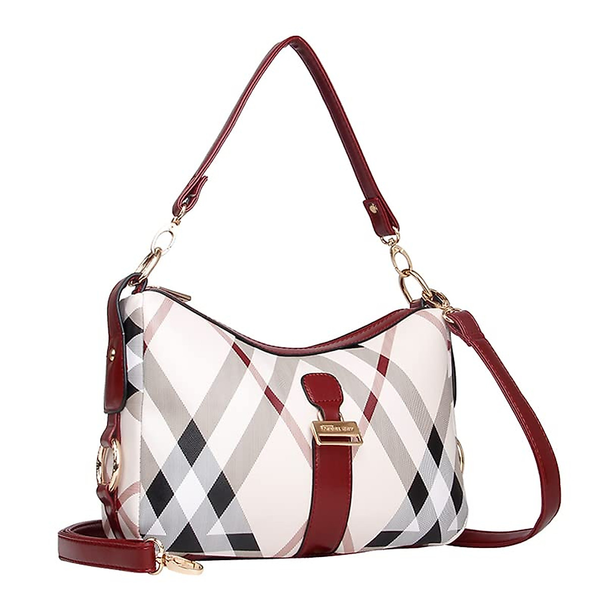 sqlp Small Crossbody Purse for Women Travel Shoulder bag Womens Cross body Bag Evening Bag Wine Red with White