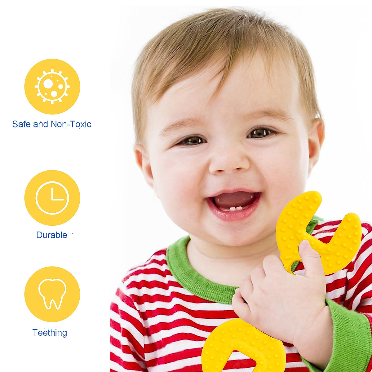 TWINOR Baby Toys Set(4 Pack), BPA-Free Teether Chew Toys Set, Soft Molar Silicone Tools Teething Toy for Infant and Toddlers