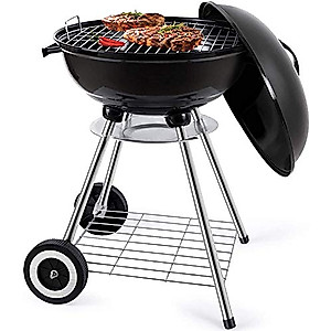 Duke Grills Omaha Charcoal Kettle BBQ Grill - 18” x 31” X 23” - 247 sq-in cooking surface - Cook 9+ burgers - Lid Hook - Stable 4 Leg Design - Heat Resistant Handles - Duals Vents - Ash Catcher