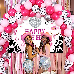 Space Cowgirl Birthday Party Decorations Balloons Garland Arch Kit - Western Cowgirl Nashville Bday Celebration Party Supplies Set - Disco Star Balloon Backdrop