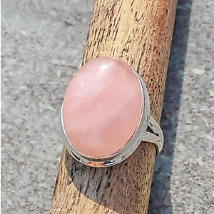 Awmnjtmgpw 925 Sterling Silver Retro Simple Pink Gem Ring Moonstone Opal Ring Ladies Precious Wedding Engagement Birthday Ring Size 6-10 (Size 9)