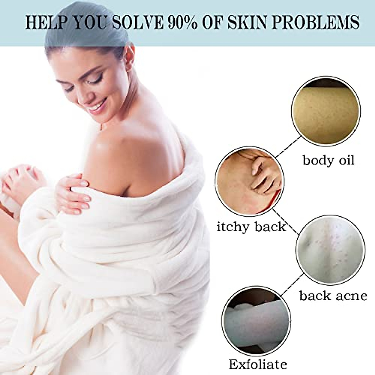 African Exfoliating Net,JASSINS African Sponge Net,Body Exfoliating Long Net Shower Body Scrubber Back Scrubber Skin Smoother (Black + Beige)