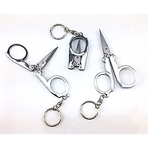 yueton 3pcs Stainless Steel Folding Travel Scissors Cutter with Key Ring