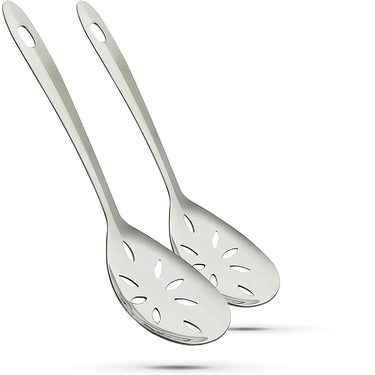 Ram Pro Stainless Steel Slotted Serving Spoon Mirror Finish Perfect for Buffets and Family Style Dinners Features Handle with Hole for Easy Hanging (Pack of 2)