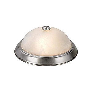 Aspen Creative 63013-1 Two-Light Flush Mount In Brushed Nickel with White Alabaster Glass Shade,11" DIAMETER