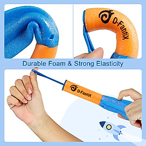 D-FantiX Slingshot Finger Rockets Toys for Kids, 6 Pack LED Foam Rocket Launcher Toys, Flying Light Up to 100 Feet, Bulk Outdoor Activities Party Favor Toy Easter Basket Stuffers for Boys Girls Age 3+