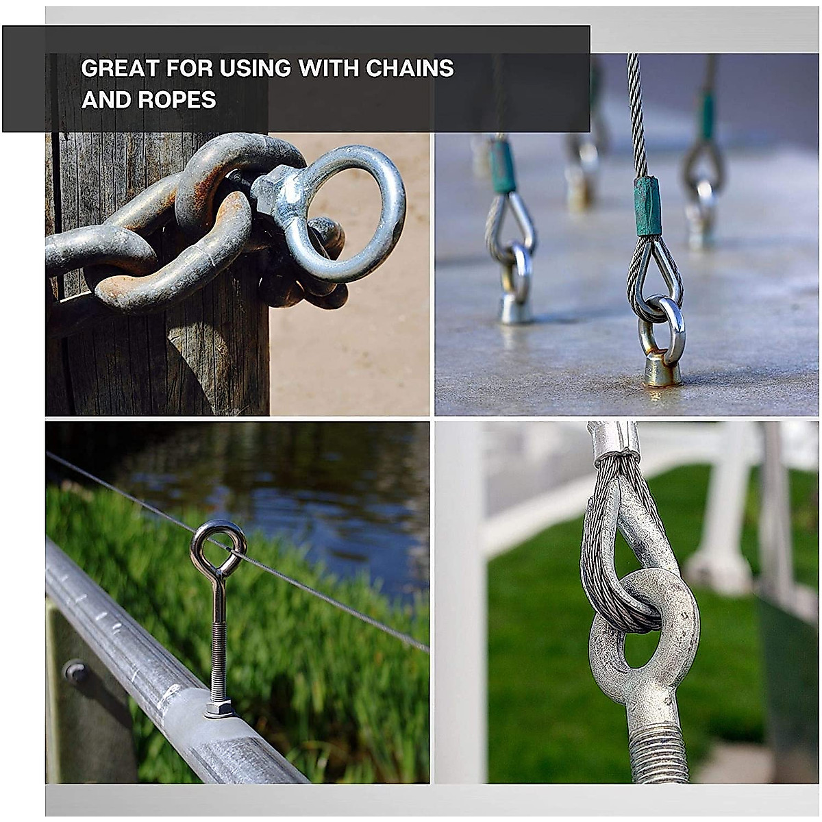 Yinpecly M8x40mm Eye Shape Bolt, 304 Stainless Steel Fish Eye Bolt, Lifting Ring Eye Bolts, 6mm x 14mm(IDxOD) Closed Rod Eye Screw Bolts Metric Thread, 2Pcs