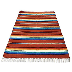 Sanyork #776 Classic Sarape Mexico Falsa Throw Blanket Yoga Beach Heavy Premium Serape(Teal)