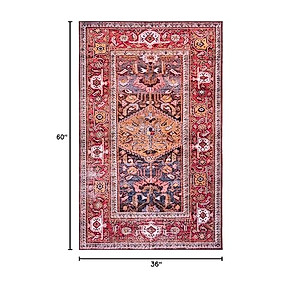 SAFAVIEH Tucson Collection Accent Rug - 3' x 5', Navy & Rust, Boho Persian Design, Non-Shedding Machine Washable & Slip Resistant Ideal for High Traffic Areas in Foyer, Living Room, Bedroom (TSN127N)