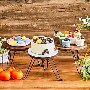 Mifoci 4 Pcs 8"/10''/12'' Wood Cake Stand Rustic Wooden Cake Stand Holder Tray Rustic Wedding Cake Pedestal Stand Cupcake Tray with Metal Leg for Christmas Wedding Birthday Baby Shower