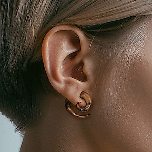 Pierced Owl Striped Ebony Wood Spiral Tapered Hanger Ear Plugs, Sold as a Pair (10mm (00GA))