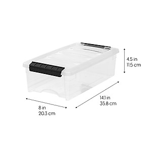 IRIS USA 6 Qt Stackable Plastic Storage Bins with Lids, 10 Pack - BPA-Free, Made in USA - See-Through Organizing Solution, Latches, Durable Nestable Containers, Secure Pull Handle - Clear/Black