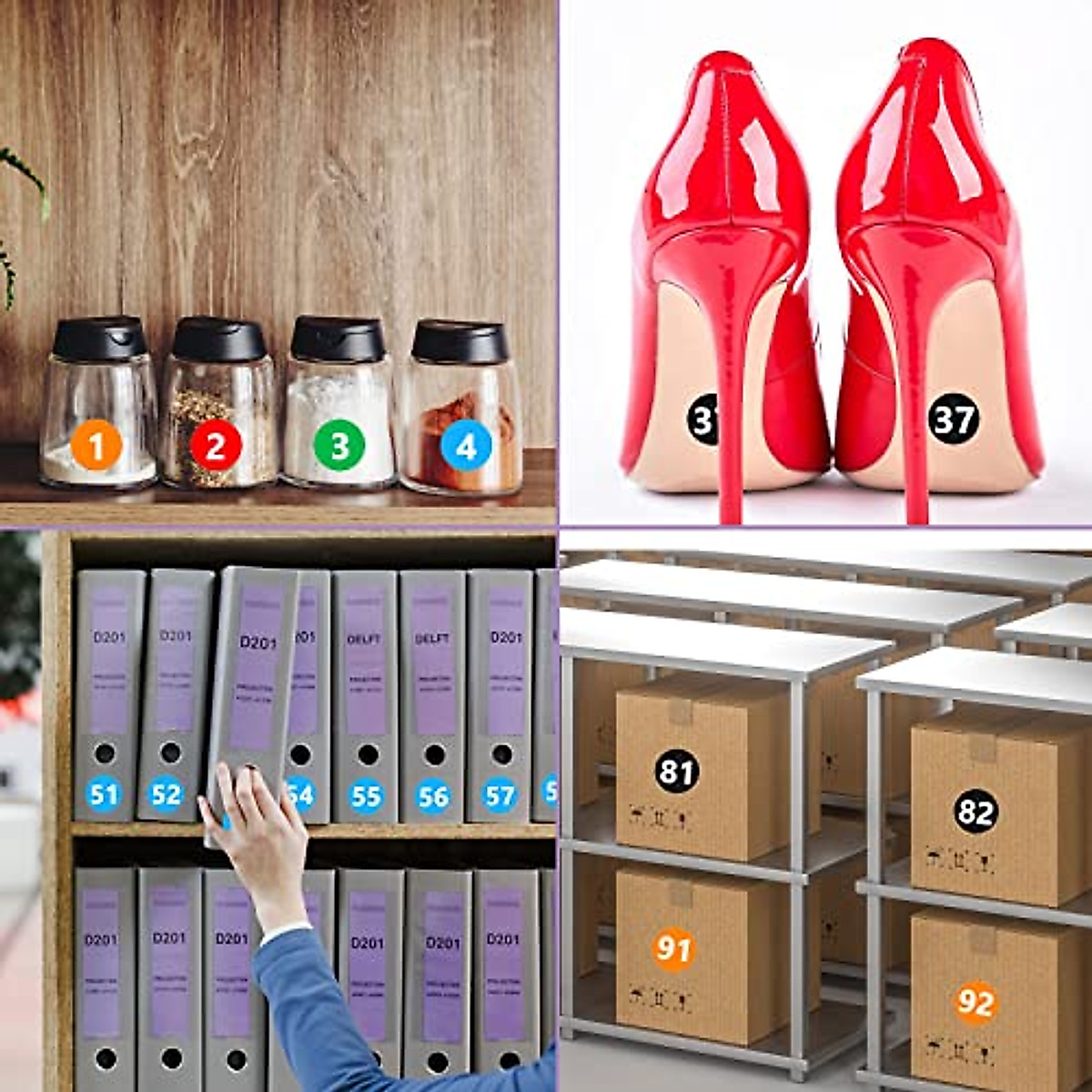 20 Sheets 1-100 Number Stickers, SourceTon 2000 pcs Round Colored Labels 1 Inch Self-Adhesive Vinyl Consecutive Number Stickers for Office Classroom Home Storage Classification, 5 Colors