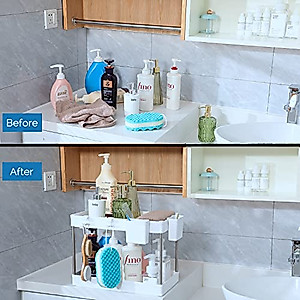 Under Sink Organizers and Storage, Venroii Cabinet Organizer, 2 Pack Under Sink Organizer for Kitchen Bathroom, Kitchen Organization and Storage (White)