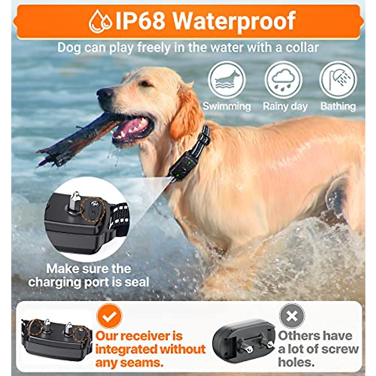 Dog Shock Collar, PEACHAR Dog Training Collar with 2300Ft Remote, Electric Shock Collar with Beep Vibration Shock and Security Lock Mode Waterproof Rechargeable Shock Collar for Small Large Medium Dog