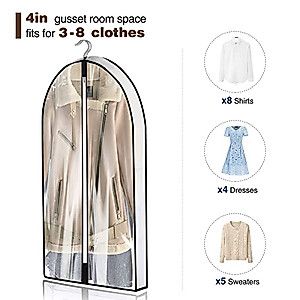 40" Garment Bags, 4" Gusseted Suit Cloth Bags for Hanging Clothes Closet Storage Travel for Coats Sweaters Shirts Suits Dress Costumes