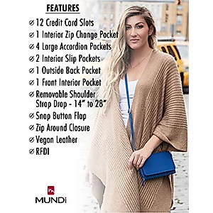 Mundi RFID Crossbody Bag For Women Anti Theft Travel Purse Handbag Wallet Vegan Leather ((Black))