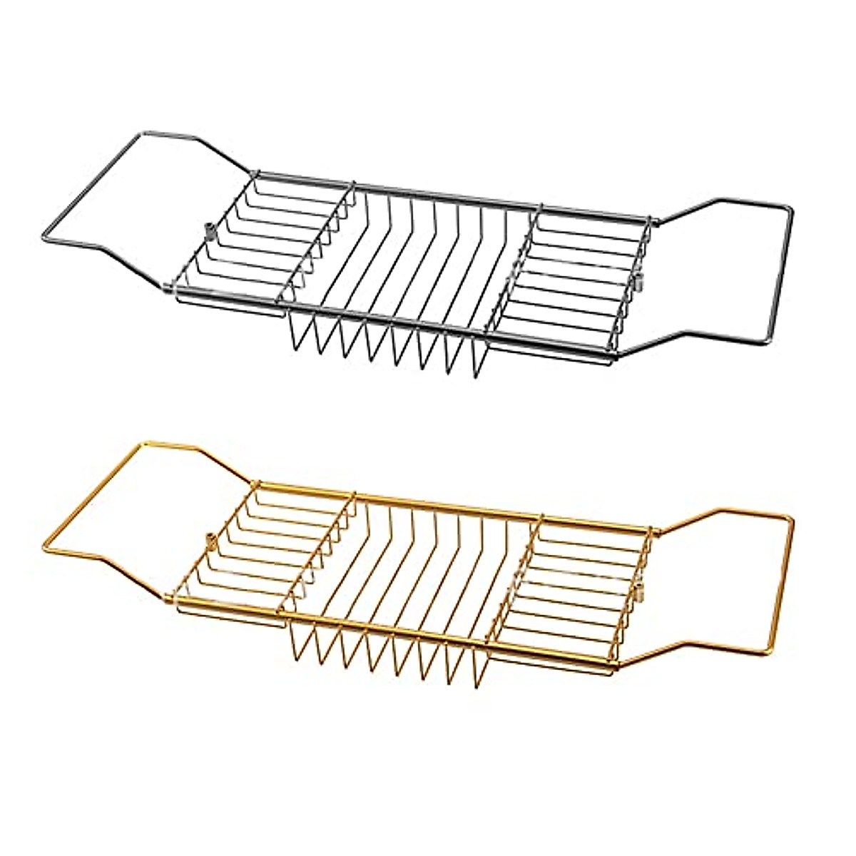 ZHYIYI Stainless Steel Bathtub Caddy Tray,Over Bath Tub Racks Organizer with Removable Wine Rack Book Candle Holder,Expandable Bath Tub Shelf for Reading Black