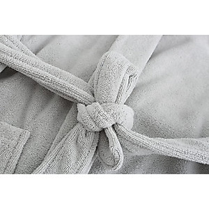 E.W Apparel Kids Boys Girls Hooded Towelling Bathrobe Dressing Gown 100% Cotton Terry Towel Soft Terry Cloth Robe 5-16 Years(Grey,11-12 Years)