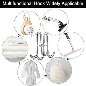 EOFJRUC Shower Door Hooks - 2 Pack Towel Hooks for Bathroom Frameless Glass Shower Door, Stainless Steel Rack Hooks for Hanging Towel, Bathrobe, Squeegee (Silver)