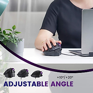 Perixx PERIMICE-520 Wired USB Ergonomic Programmable Trackball Mouse, Adjustable Angle, 8 Button Design, Black (PM-520-11447)