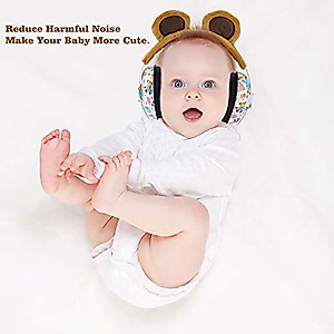 PORMUCAL Baby Ear Protection Ear muffs For 3 Months To 2+ Years Noise Reduction Hearing protection For Infant And Toddlers With Bear Ear. (Brown)