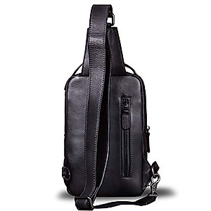 Genuine Leather Sling Bag for Men Crossbody Casual Hiking Daypack Vintage Handmade Chest Shoulder Backpack (Darkgray) Medium