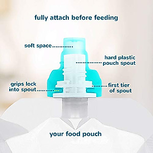 ChooMee Reusable Baby Food Pouch Starter Set, SnakPack | 4 CT, 5 oz | Includes SoftSip Pouch Tops, 2CT, Green Purple