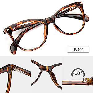 MEETSUN Non Prescription Glasses Frame for Women,Retro Cateye Fake Eyeglasses HD Clear Lens (Tortoise Frame Clear Lens)