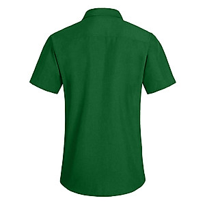 YTD Men's Linen Casual Short Sleeve Shirts Button Down Summer Beach Shirt Green