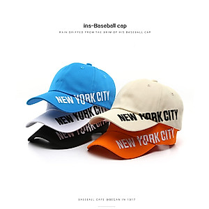 New York Hat Embroidery Baseball Cap Cotton Trucker Dad Hat with Adjustable Buckle Visor Cap for Men Women Khaki