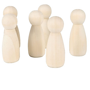JAPCHET 50 Pack 3-1/2 Inch Large Wooden Peg Dolls, Unfinished Wooden Jumbo Peg People Wood Doll Bodies Figures for Painting, DIY Art Craft Projects, Home Decor