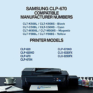 AZ SUPPLIES Compatible Toner Cartridge Replacement for Samsung CLP 670 CLT-K508L CLT-C508L CLT-M508L CLT-Y508L CLP-620 CLP-620ND CLP-670 CLP-670N CLP-670ND (Black Cyan Magenta Yellow - 4 Packs)