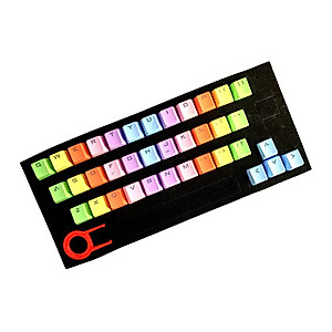 Mworld2 37 Keys PBT Key caps Colorful Gaming Backlit Keycaps Set with Key Cap Remover for Standard Mechanical Gaming Keyboard with Key Puller Rainbow Gradient Color