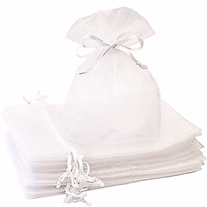 CREATIVE ORGANZA Bags 100Pcs 8x12 inch Large White Gift Pouch with Satin Drawstring Wedding Party Favors Jewelry Cosmetics DIY