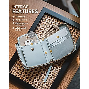 Vulkitty Women Leather Wallet RFID Blocking Bifold Slim Coin Purse Credit Card Holder with Zipper Pocket Case