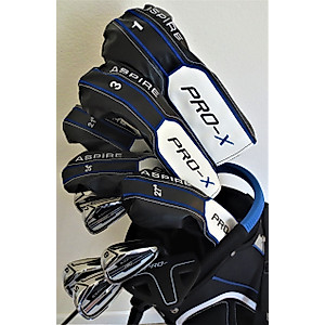 Mens Complete Golf Set Custom Made Clubs for Tall Men 6'0"- 6'6" Tall Forged Ti Driver, 3 Wood, 3, 4, 5 Hybrids, Irons, Sand Wedge Putter, Stand Bag Regular Flex Pro Quality