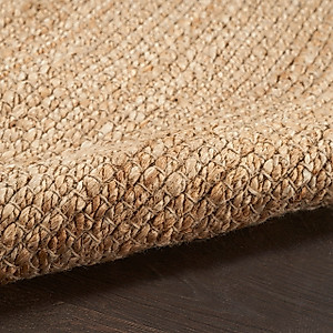 Nourison Natural Jute Solid Natural 2' x 3' Area -rug, Easy -cleaning, Non Shedding, Bed Room, Living Room, Dining Room, Kitchen (2x3)