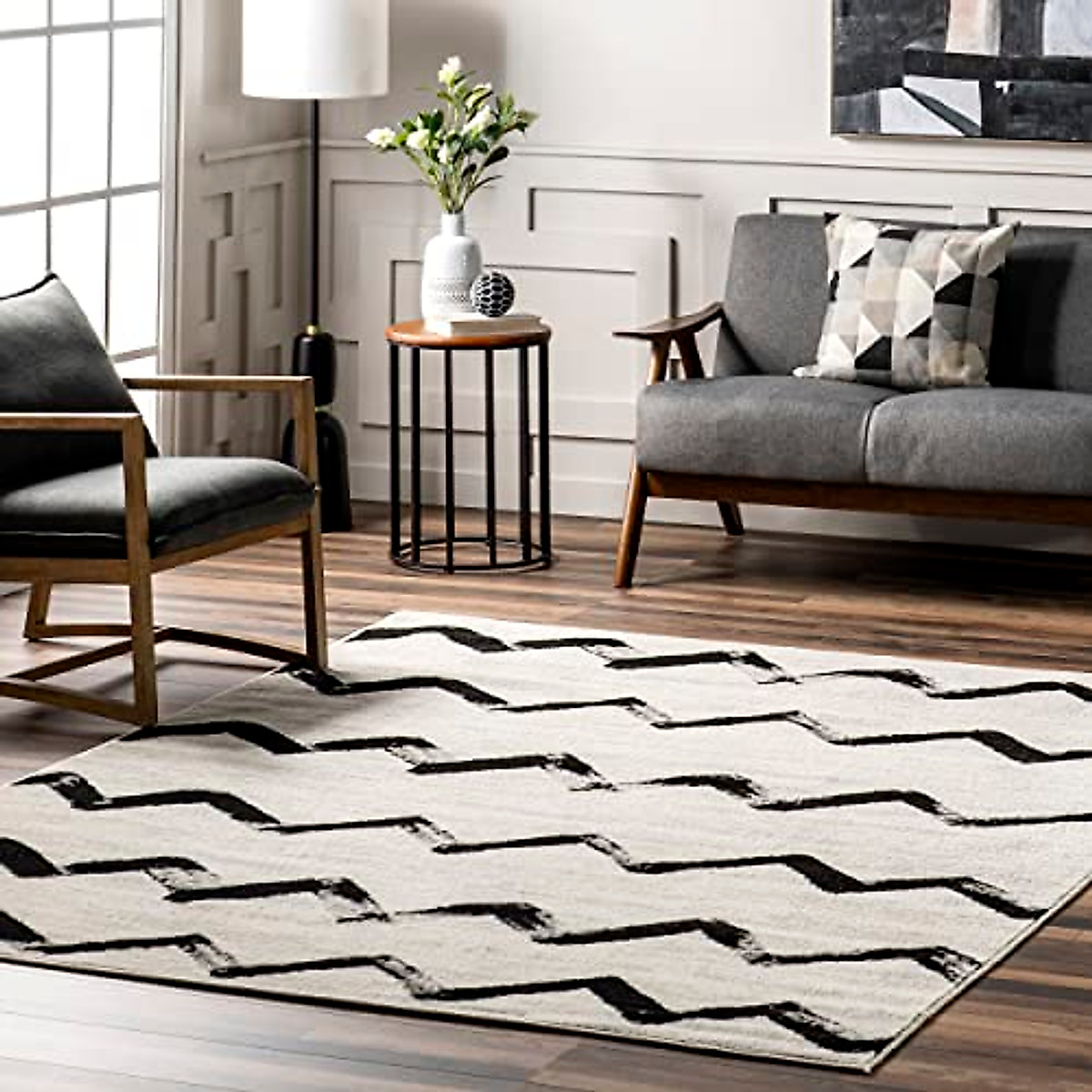 nuLOOM Zelda Zig-Zag Modern Area Rug, 4' x 6', Grey