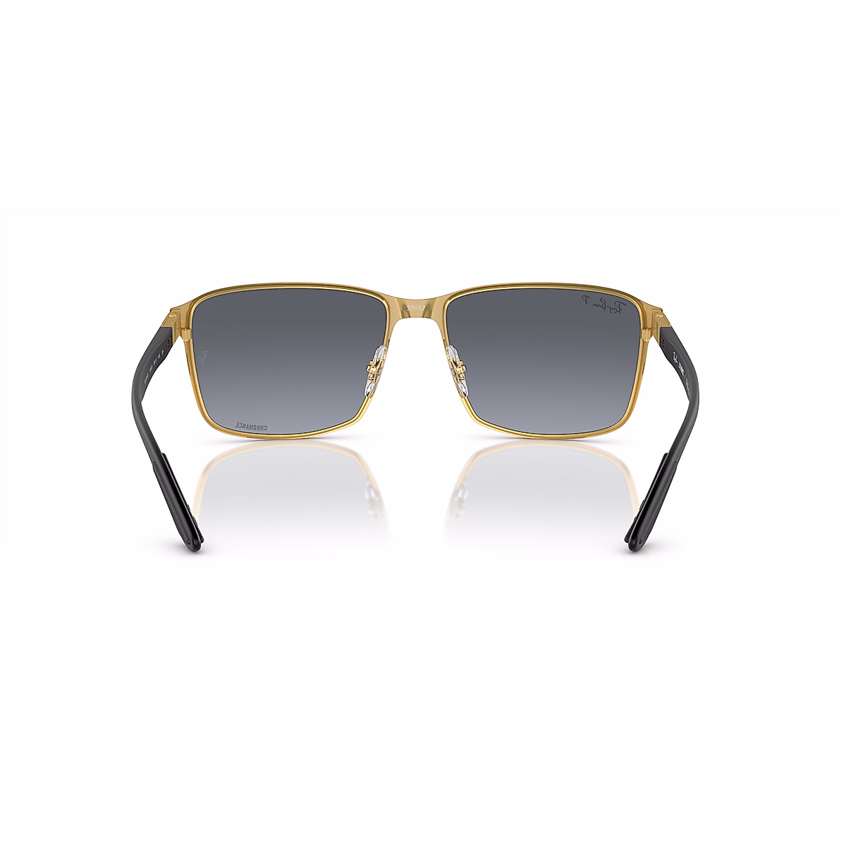 Ray-Ban Rb3721Ch Chromance Square Sunglasses, Black On Gold/Blue Mirrored Gold Polarized, 59 mm