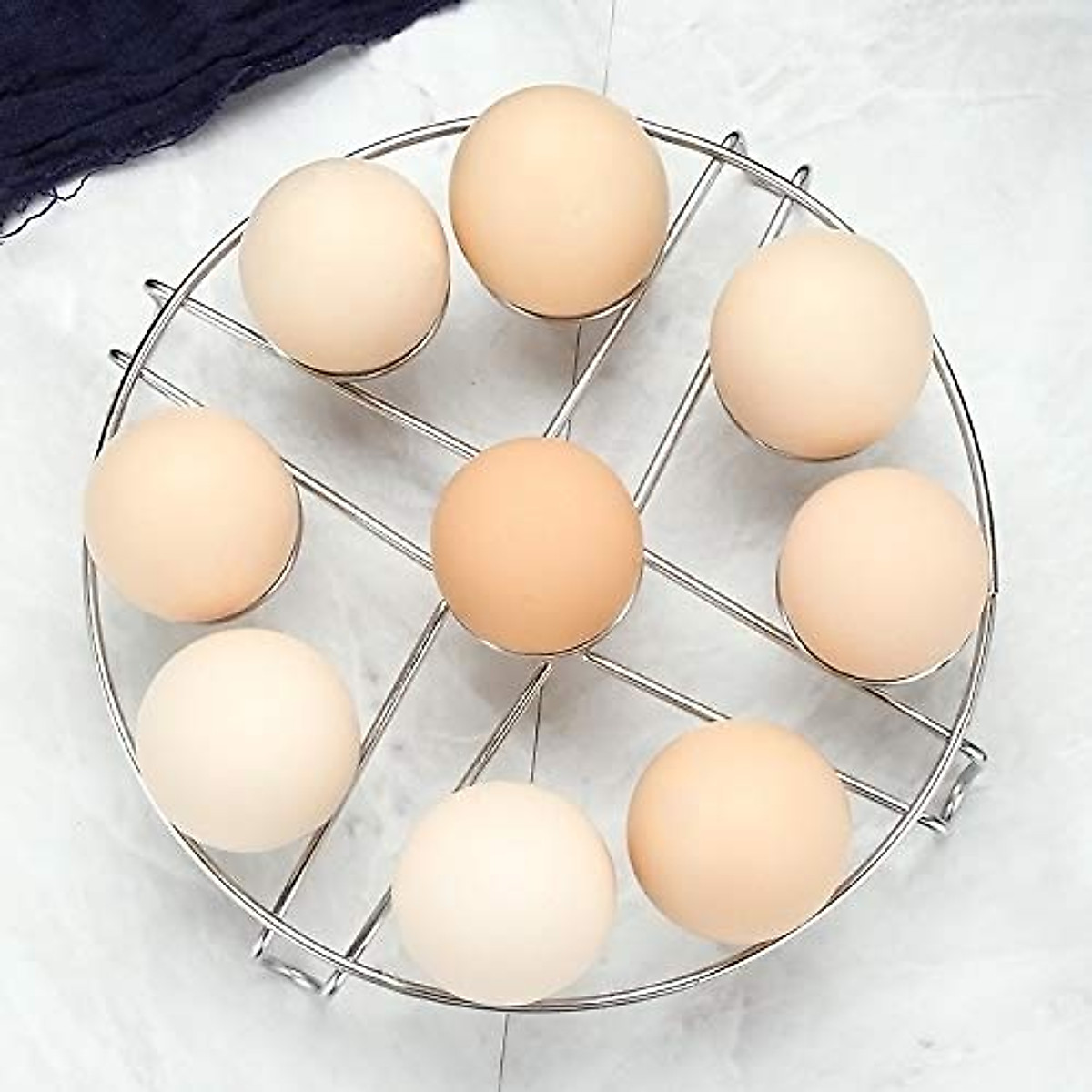 Maxracy Stackable Egg Steamer Rack Trivet 9 holes for Instant Pot Accessories Stainless Steel Egg Assis fits 6qt 8qt Pressure Cooker(9 Holes Stackle Egg Rack)