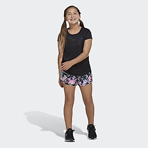 adidas Girls' Printed Woven Shorts, Light Pink, X-Large