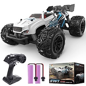 DEERC RC Car, Remote Control Monster Truck W/ 2 Batteries for 40 Min Play, All-Terrain 2.4GHz Rock Crawler Toy Gift for Boys Girls Kids Beginners
