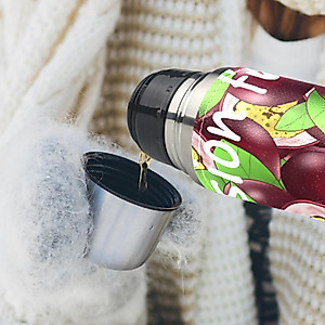 Stainless Steel Leather Vacuum Insulated Mug Passion Fruit Thermos Water Bottle for Hot and Cold Drinks Kids Adults 16 Oz