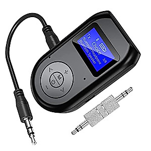 Bluetooth Transmitter Receiver, Wireless aux Bluetooth Adapter for TV/PC, Low Latency 4-in-1 Wireless Bluetooth 5.0 Audio AUX Adapter with Display Screen for Car/Home Stereo System, TV, PC