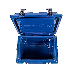 CAMP-ZERO 21 Quart Rotomolded Hard Cooler - Insulated Ice Chest with 4 Cup Holders - Bear-Proof Travel Ice Box for Beverage, Drink, BBQ, Fishing, Camping, Outdoor, Navy Blue