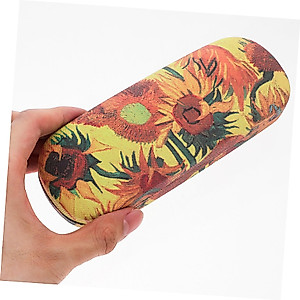 Milisten 2pcs Hard Shell Eyeglasses Case Leather Glasses Case Sunflower Night Painting Sunglasses Holder Eyewear Reading Glasses Container